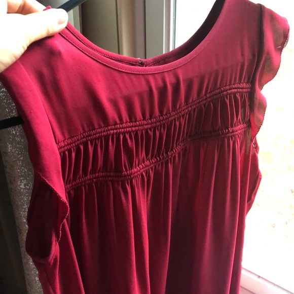 LOFT | Tops | Sleeveless Red Shirt With Ruffle Sleeve | Poshmark